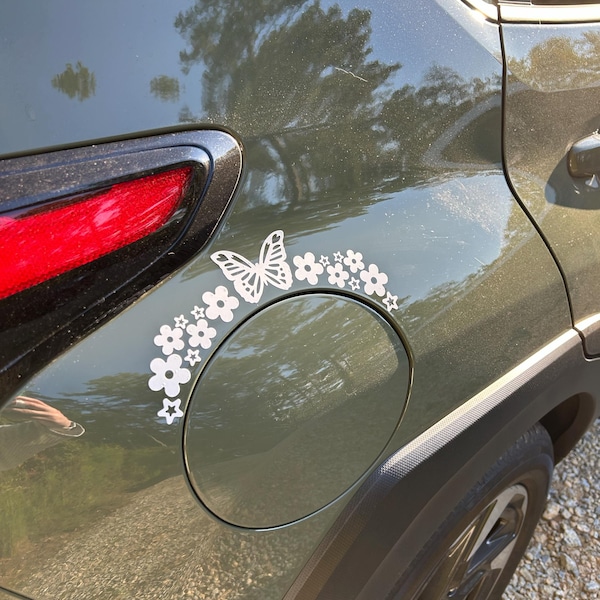 Flowers & Stars Arch Decal | Gas Tank Door Car Sticker - Etsy