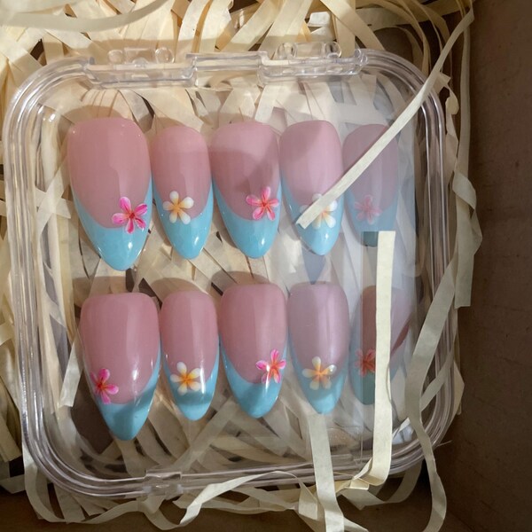 Denim Dreams Press on Nails | Blue Nails | Western Aesthetic | Hand ...