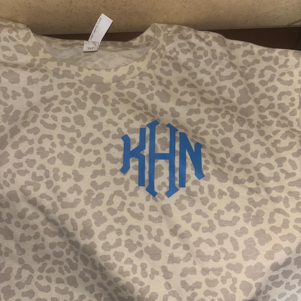Natural Leopard Puff Monogram T-shirt - Etsy