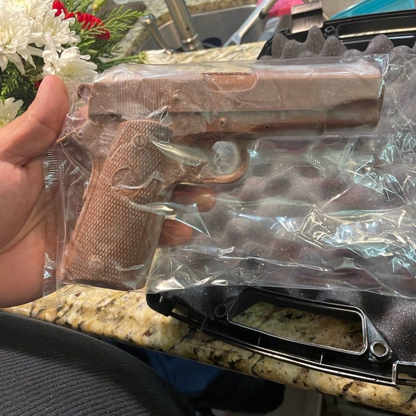 CHOCOLATE GUN Full Size Hand-crafted Solid Milk Chocolate Handgun With ...