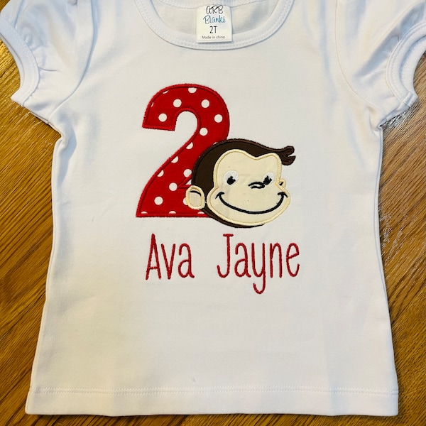 Curious George Number 2 Applique Embroidery Design - Instant Download ...