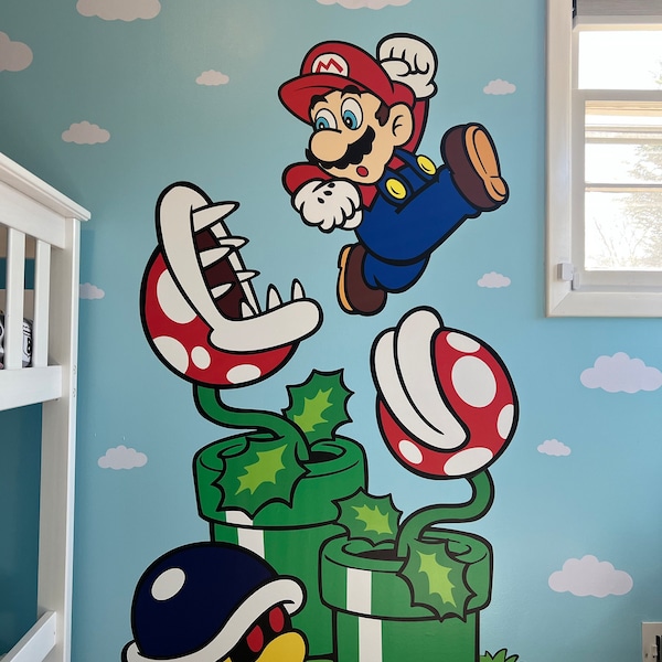 Removable Super Mario Wall Decal Nintendo Games Wallpaper Mario Bros ...