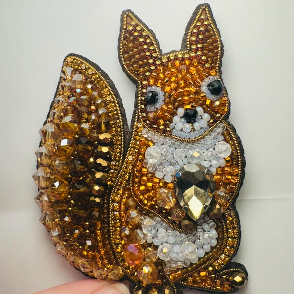 Bead Embroidery Kit: Squirrel Brooch, DIY Animal Beading - Etsy