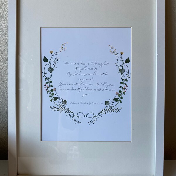 Jane Austen Print Floral Wall Art Printable Download Persuasion Print ...