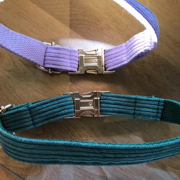 Multiple Colour Corduroy Personalise Dog Collar Leash Set With Bow,blue ...