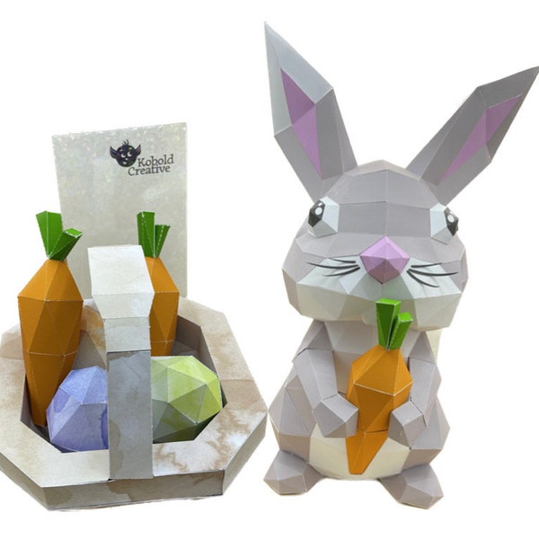 Bunny Easter Papercraft PDF, SVG Template Creating Low Poly 3D Rabbit ...