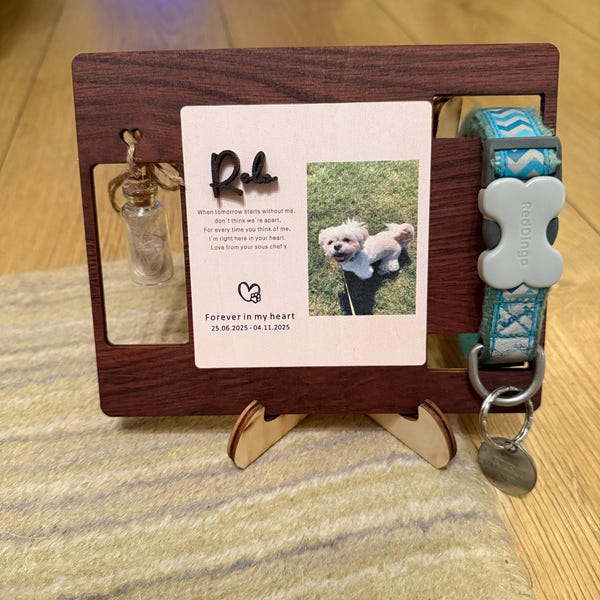 Dog Memorial Wood Frame With Collar Holder, Dog Memorial Gifts ...