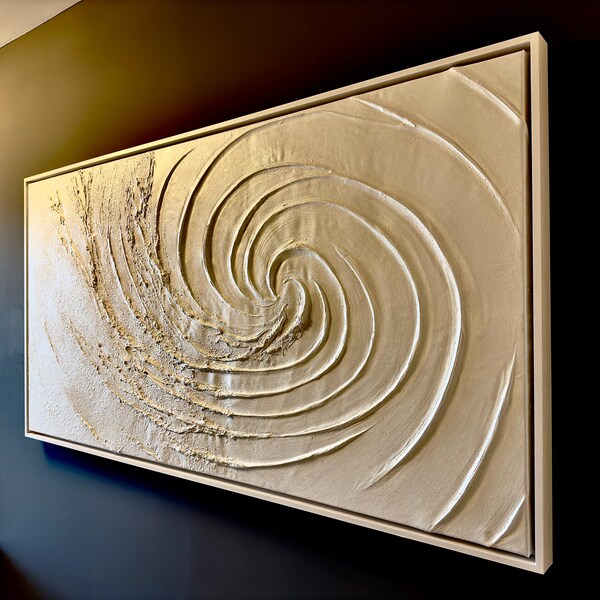 Original 3D White Minimalist Textured Wall Art Triptych Ocean Wave Painting on Canvas Neutural ...