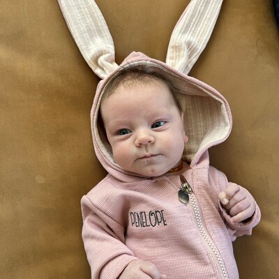 Personalized Embroidered Blue Easter Romper With Bunny Ears. Easter Egg ...