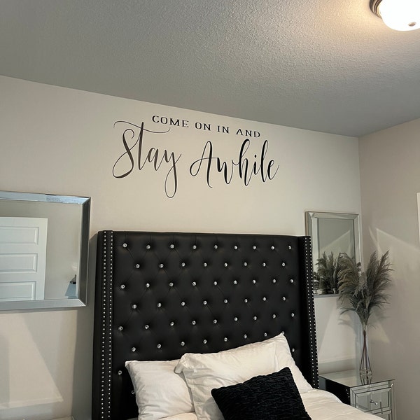 Stay Awhile Wall Decal, Welcome, Entryway Decal, Front Door Decal ...