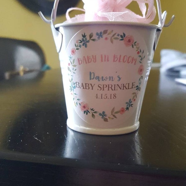 Baby in Bloom Stickers - Watercolor Floral Wreath Baby Shower Sticker ...