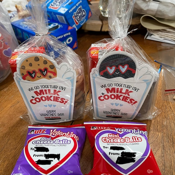 Kids Milk & Cookies Valentines Cards, We Go Together Like Milk and ...