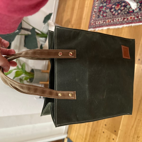 Small Waxed Canvas Tote Bag. Work Bag for Your Daily Essentials ...