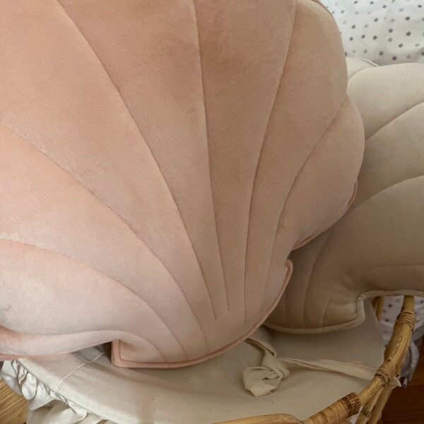 Soft Velvet Shell Pillow “apricot”, Decorative Shell Pillow, Shell ...