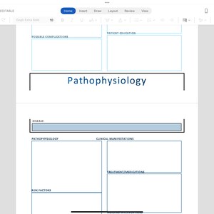 Printable Nursing Pathophysiology Template, Disease Process Notes ...