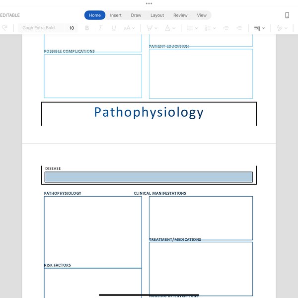Printable Nursing Pathophysiology Template, Disease Process Notes ...