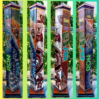 Hand Painted and Lettered Garden Pole, Sealed and Placed on Swivel ...