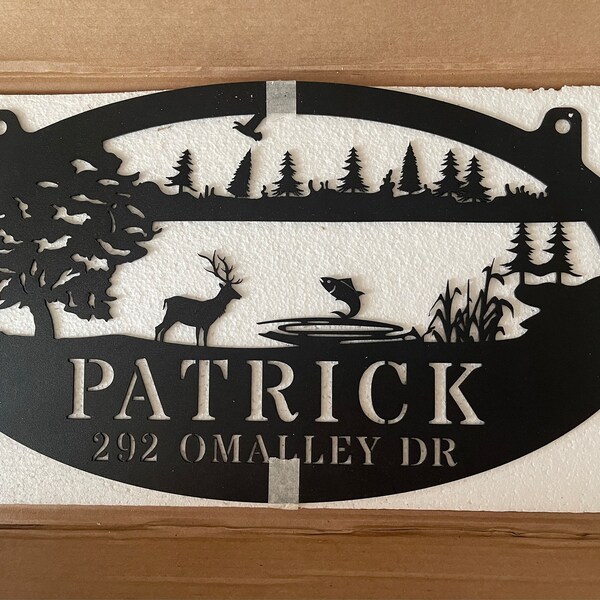 Metal Sign LAKE Jumping Fish Sign , Deer Lake Sign, Family Lake Lot ...