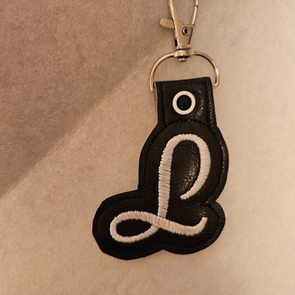 Key Fob Snap Tab Monogram Script Initial Letters From A up to Z in the ...