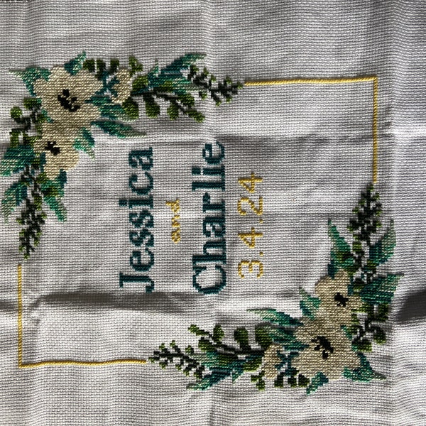 Wedding Modern Cross Stitch Pattern, Personalized Counted Cross Stitch ...