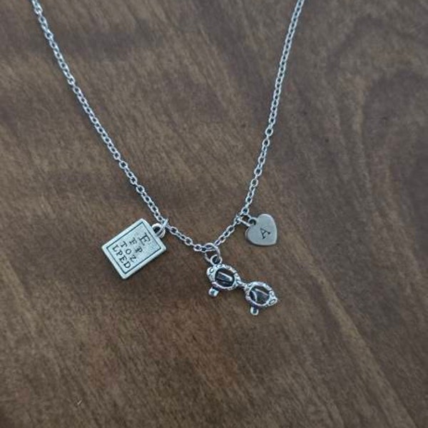 Optometrist Necklace, Eye Chart Glasses Charm, Personalized Initial - Etsy
