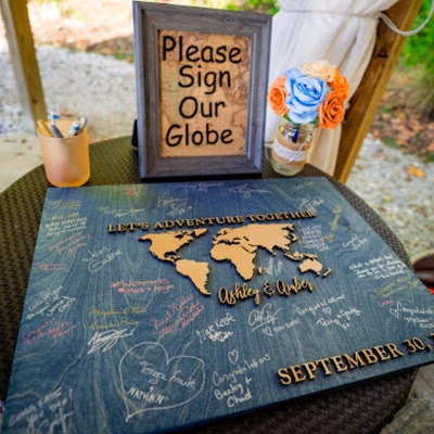 3D World Map Wedding Guest Book Alternative, Our Adventure Awaits ...