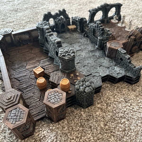 Hand Painted 3D Printed Dnd Battle Map: Dark Dungeon Terrain - Etsy
