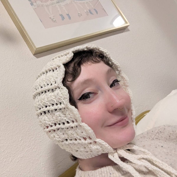 Crochet Bonnet Mesh Bonnet Adult Bonnet Summer Bonnet Knitted Bonnet ...