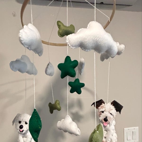 Custom Dog Baby Mobile, Personalized Baby Nursery, Puppy Baby Mobile ...