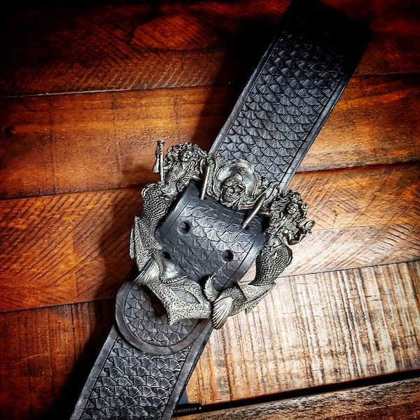 Pirate Skull & Mermaid Fountain Waist or Baldric Belt Buckle 4 the ...