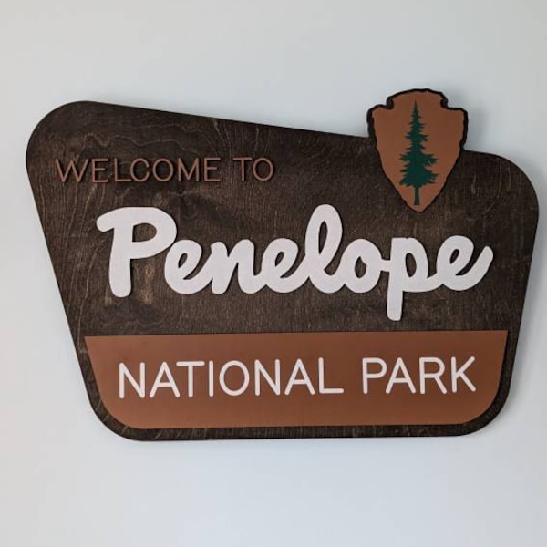 National Park Name Sign, Large Wood Name Sign, Nursery Name Sign ...