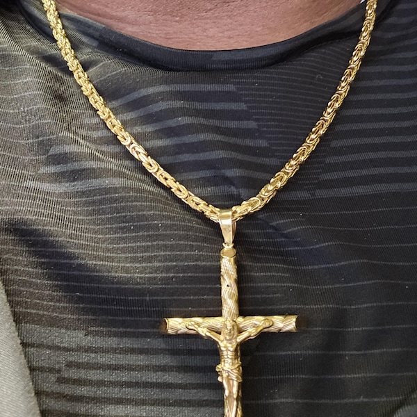 14K Solid Gold Byzantine Chain Necklace: 3mm or 5mm Thickness - Etsy