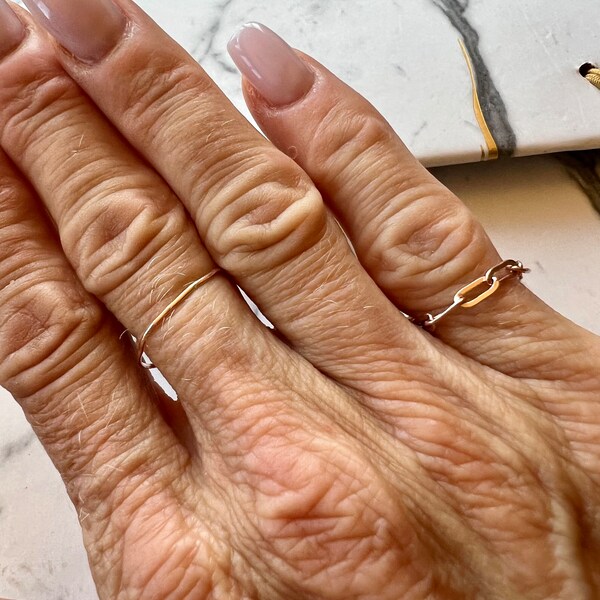 Dainty Paper Clip Chain Ring in Gold, Sterling Silver, Rose Gold ...