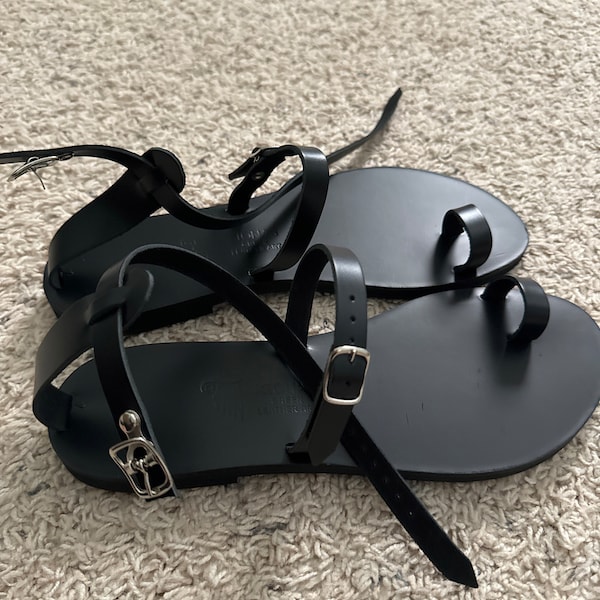 Greek Leather Sandals With Adjustable Straps, Women's Handmade to Order ...