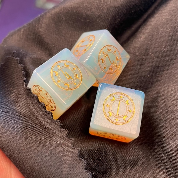 Carved Opal DND Dice Set - Hand Carved Gems for Dungeons & Dragons, RPG ...