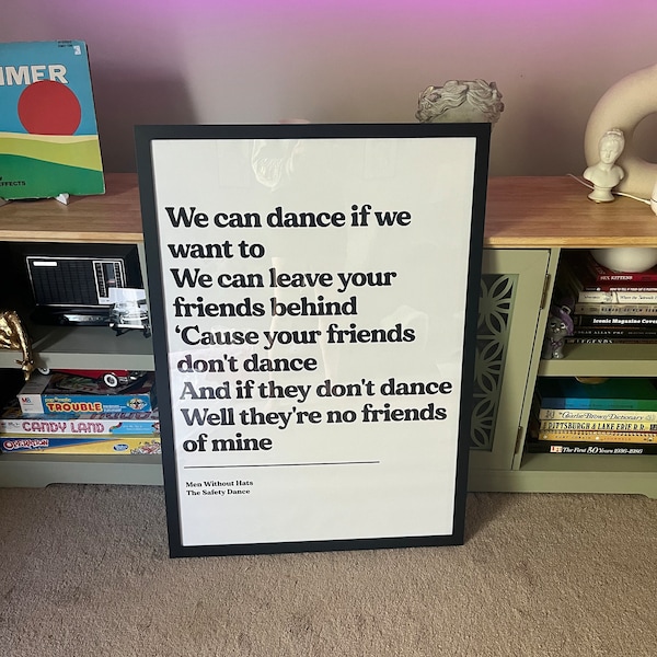 Custom Song Lyric Print Music Poster Wall Art A5 A4 A3 Typographic ...