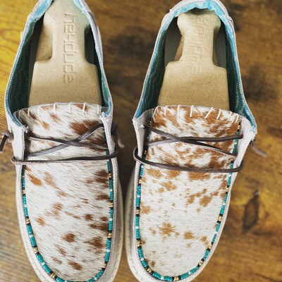 Real Cowhide Beaded Custom Shoe Cowhide Shoe Beaded Shoes - Etsy