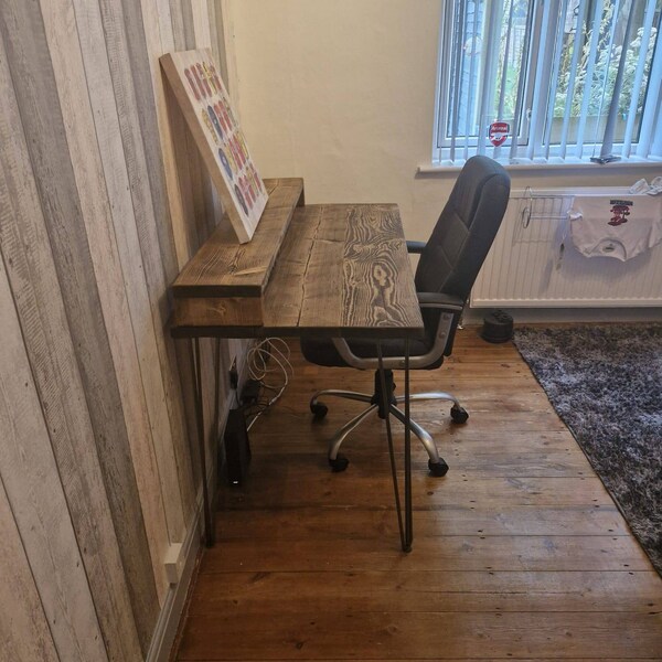 Rustic Computer Desk and Monitor Shelf With INDUSTRIAL LEGS Rustic Desk ...