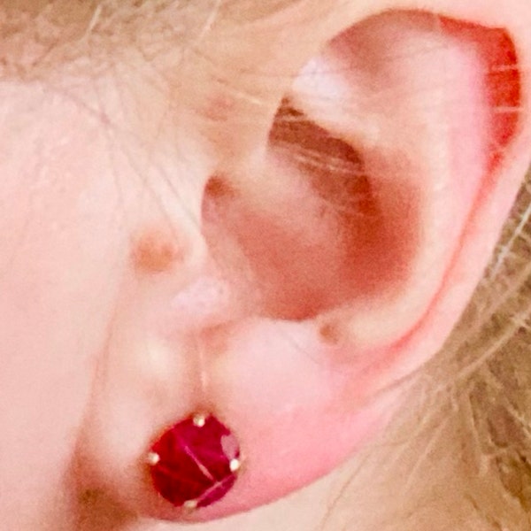 Natural Dark Red Ruby Earring, Deep Red Genuine Ruby Studs, Raw Ruby ...