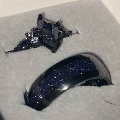 Orion Nebula Ring Set, Matching Promise Rings for Couples, Blue ...