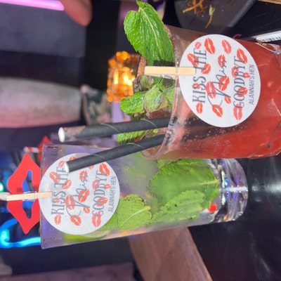 Personalised Kiss the Miss Edible Drink Toppers 1 Sheet - Etsy UK