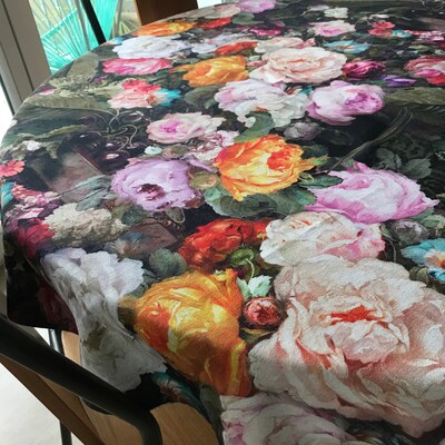 Fresh Flower Table Runner, Spring Floral Print on White Background ...