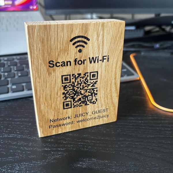 Scan for Wifi Sign | QR Code Sign | Wooden QR Code Sign | Wifi Access ...