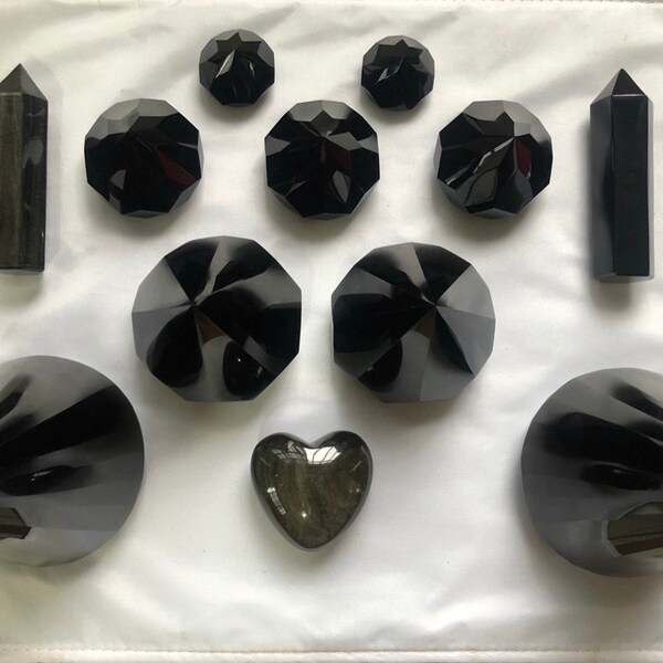 Large Black Obsidian Mirror With Black Metatrons Cube Altar Piece ...