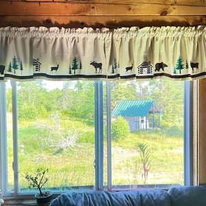 Forest Bear Woods Rustic Primitive Cabin Window Valance Curtain in Your ...