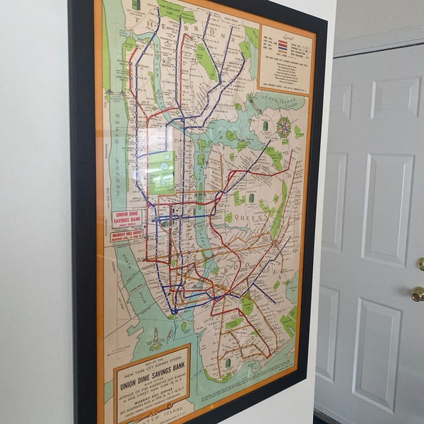 Old Map of New York City Subway System, 1954 Vintage Subway Map ...