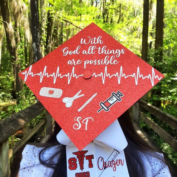 Custom Nurse Graduation Cap Topper: Handmade Floral Design - Etsy
