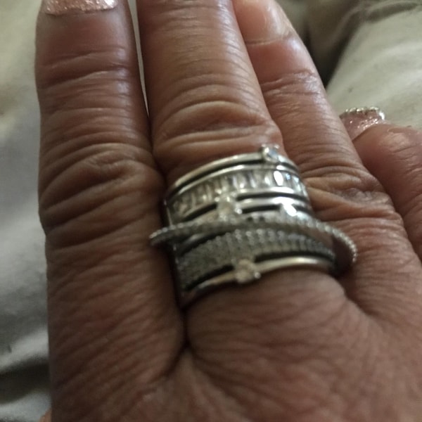 Sterling Silver Adjustable Multi-stone Ring-spiral Ring-elegant Ring ...