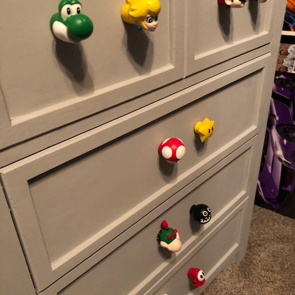 Mario Drawer Pulls Glow in the Dark Super Mario Bros Furniture Knobs ...