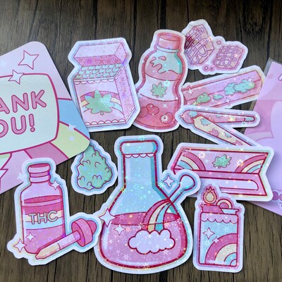 Rainbow Magic 420 Sticker Pack Kawaii Marijuana Stickers - Etsy